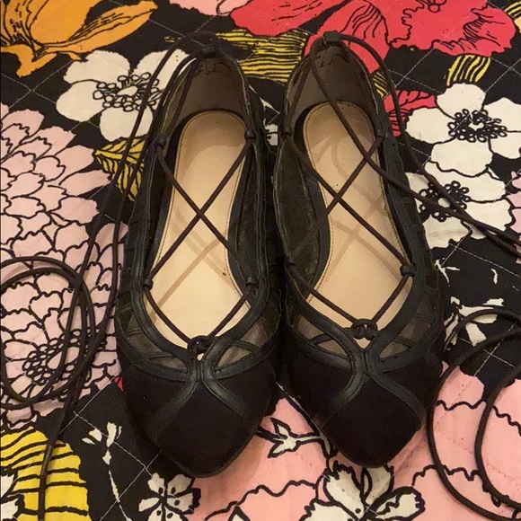 Bar III | Shoes | Ballet Flats With Ankle Laces And Mesh Details | Poshmark